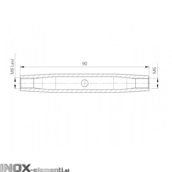 Inox napenjalna matica M6x95 L+D NAVOJ AISI316 , na spletni strani INOX ...