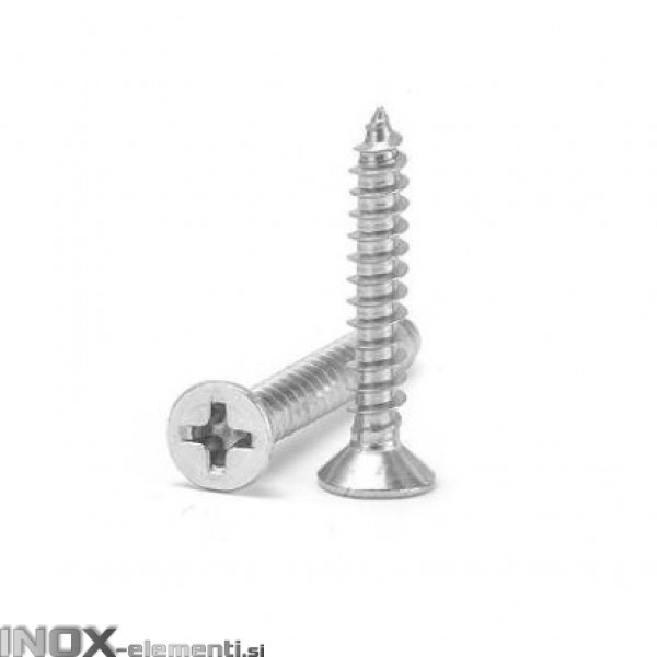 INOX Vijak 4,8X38 samorezni vgrezni PZ DIN7982C A2 , na spletni strani INOX elementi.si.